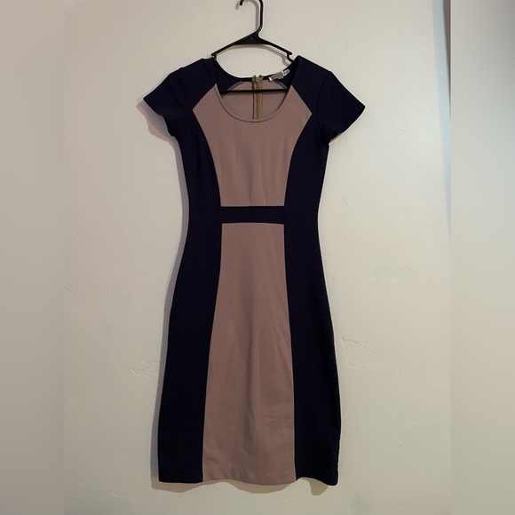 Dresses | Dark Blue And Nude Business Sheath Body Tight Dress | Poshmark